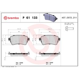 Brembo Bremsbelagsatz, Scheibenbremse P 61 133 vorne rechts links mit Zubeh&ouml;r f&uuml;r PEUGEOT FIAT CITRO&Euml;N TOYOTA VAUXHALL OPEL 155253721 1617936880 16759