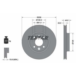 TEXTAR Bremsscheibe PRO 92255203 vorne rechts links bel&uuml;ftet 258mm f&uuml;r RENAULT DACIA SMART 402066839R 402065054R 8660003934