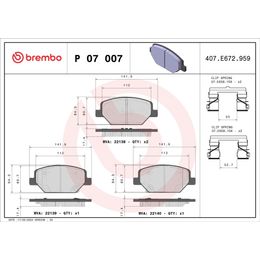 Brembo Bremsbelagsatz, Scheibenbremse P 07 007 vorne rechts links mit Zubeh&ouml;r f&uuml;r CADILLAC BUICK (SGM) OPEL 23301397 84259368 84378582