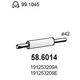 Asso Mittelschalld&auml;mpfer 58.6014 f&uuml;r VW AUDI 191253209E 191253209H 1H0253209A