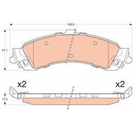 TRW Bremsbelagsatz, Scheibenbremse GDB4454 hinten rechts links f&uuml;r CHEVROLET 18044202