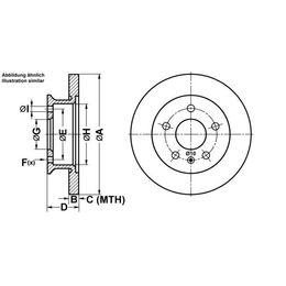 ATE Bremsscheibe 24.0116-0109.1 vorne rechts links voll 258mm f&uuml;r VAG 251407615B 251407615Q