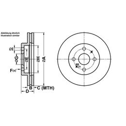 ATE Bremsscheibe 24012202631 bel&uuml;ftet 254mm 22mm f&uuml;r DAIHATSU SUBARU