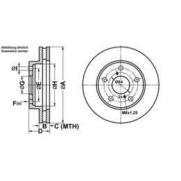 ATE Bremsscheibe 24.0125-0129.1 vorne rechts links bel&uuml;ftet 258,0mm f&uuml;r TOYOTA 43512-17070 43512-17040