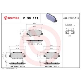 Brembo Bremsbelagsatz, Scheibenbremse P 30 111 hinten rechts links mit Zubeh&ouml;r f&uuml;r KIA 58302G6A10 58302G6A00 58302G6A01