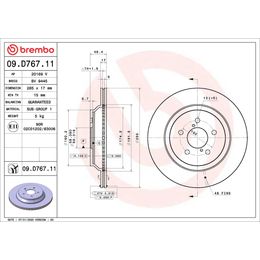Brembo Bremsscheibe 09.D767.11 hinten rechts links bel&uuml;ftet 285mm f&uuml;r SUBARU 26700FL000