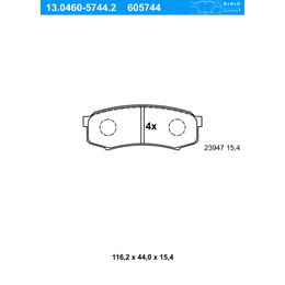 ATE Bremsbelagsatz, Scheibenbremse 13.0460-5744.2 vorne rechts links f&uuml;r MITSUBISHI LEXUS TOYOTA 04465-60240 04465-60010 4605A458
