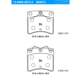 ATE Bremsbelagsatz, Scheibenbremse 13.0460-2973.2 vorne rechts links f&uuml;r VAG 701698151B 701698151A 701698151H