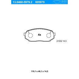 ATE Bremsbelagsatz, Scheibenbremse 13.0460-5979.2 vorne rechts links f&uuml;r MAZDA NAY0-33-23ZA
