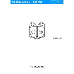 ATE Bremsbelagsatz, Scheibenbremse 13.0460-5748.2 hinten rechts links f&uuml;r LEXUS TOYOTA 04466-30121 04466-30122 04466-30120