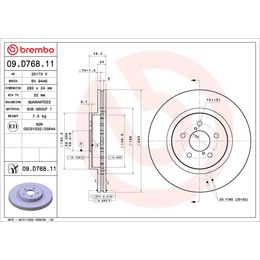 Brembo Bremsscheibe 09.D768.11 vorne rechts links bel&uuml;ftet 293mm f&uuml;r SUBARU 26300FL010