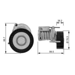 GATES Spannrolle, Keilrippenriemen DriveAlign&reg; T38214 Riemenspanner, 70,5mm f&uuml;r SKODA VW SEAT AUDI 030145299F 030145299C