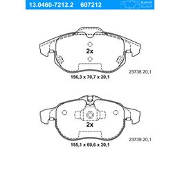 ATE Bremsbelagsatz, Scheibenbremse 13.0460-7212.2 vorne rechts links f&uuml;r SAAB FIAT OPEL