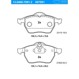 ATE Bremsbelagsatz, Scheibenbremse 13.0460-7091.2 vorne rechts links f&uuml;r VAUXHALL SAAB OPEL 1605036 9198688 4478254