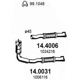Asso Abgasrohr 14.4006 Mitte f&uuml;r MAZDA FORD 1072465 1034216 1031531