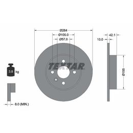 TEXTAR Bremsscheibe PRO 92124703 hinten rechts links voll 264mm f&uuml;r VAUXHALL OPEL 569116 569116N 93176548