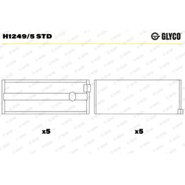 GLYCO Kurbelwellenlager H1249/5 STD f&uuml;r NISSAN 12207-ES60A