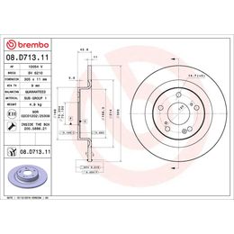 Brembo Bremsscheibe 08.D713.11 hinten rechts links voll 305mm f&uuml;r HONDA 42510TGHA00