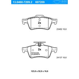 ATE Bremsbelagsatz, Scheibenbremse 13.0460-7209.2 hinten rechts links f&uuml;r JAGUAR C2C27271 C2P17595 C2P26112