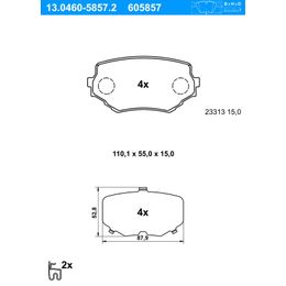 ATE Bremsbelagsatz, Scheibenbremse 13.0460-5857.2 vorne rechts links f&uuml;r SUZUKI 55200-65D11 55200-65D31 55200-77E00