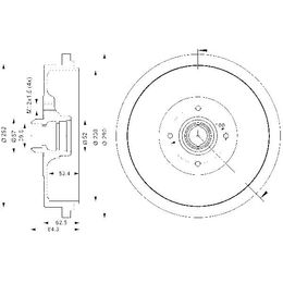 ATE Bremstrommel 24.0223-0012.1 hinten rechts links f&uuml;r VAG 357501615