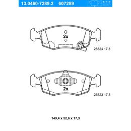 ATE Bremsbelagsatz, Scheibenbremse 13.0460-7289.2 vorne rechts links f&uuml;r FIAT LANCIA 77366212 77366378 6001073454