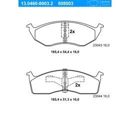 ATE Bremsbelagsatz, Scheibenbremse 13.0460-8003.2 vorne rechts links f&uuml;r CHRYSLER 04773264 K05011743AB K05011743AA