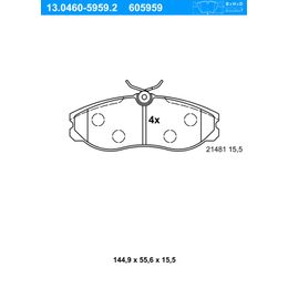 ATE Bremsbelagsatz, Scheibenbremse 13.0460-5959.2 vorne rechts links f&uuml;r FORD NISSAN 41060-9C525 41060-2X825 41060-9C526