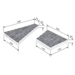 Bosch Filter, Innenraumluft 1 987 435 506 Satzx f&uuml;r SKODA VW SEAT AUDI BENTLEY 3D1819620B 3D2819619A 3D0898644