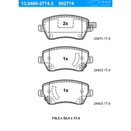 ATE Bremsbelagsatz, Scheibenbremse 13.0460-2774.2 vorne rechts links f&uuml;r NISSAN D1060-1HA0A D1M60-1HA0B D1060-1HA0C