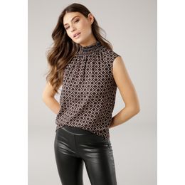 Laura Scott Damen Blusentop, schwarz, Gr. 44, bedruckt, gemustert, mehrfarbig, Cr&ecirc;pe, Obermaterial: 97% Polyester, 3% Elasthan. R&uuml;ckenteil: 95%