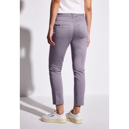 Street One Damen 7/8-Hose, lila, Gr. 42, unifarben mit Farbeinsatz, Web, 97% Baumwolle, 3% Elasthan, Hosen, 4-Pocket Style