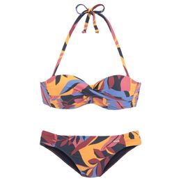 Sunseeker Damen B&uuml;gel-Bandeau-Bikini "Allis", bunt, Gr. 44, bedruckt, Microfaser, Microfaser, Bikini-Sets, mit Bl&auml;tterdruck