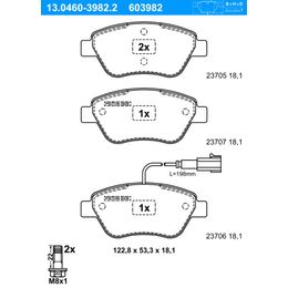 ATE Bremsbelagsatz, Scheibenbremse 13046039822 f&uuml;r FIAT