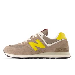 New Balance Damen Sneaker "574", Gr. 41,5mushroom, ginger lemon, Leder, Textil, mehrfarbig, Schuhe, mit Gummilaufsohle