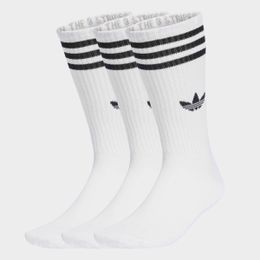 Damen Sportsocken "3-STREIFEN HIGH CREW, 3 PAAR", adidas originals, Gr. XL, wei&szlig;, Obermaterial: 51% Baumwolle, 46% Polyester, 2% Elasthan, 1%