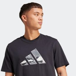 Herren T-Shirt "CAMO LOGO GRAFIK", schwarz, Gr. S, adidas Sportswear, Obermaterial: 100% Baumwolle, Shirts, Print T-Shirt, aus Baumwoll-Jersey