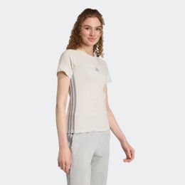 Damen T-Shirt "HOLIDAY 3-STREIFEN SCHMAL GESCHNITTENES", silber, Gr. XL, adidas Sportswear, Obermaterial: 100% Baumwolle, Shirts, schmal geschnittene