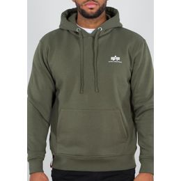 Herren Kapuzensweatshirt "Hoody Small Logo", gr&uuml;n, Gr. M, Alpha Industries, bedruckt, angeraute Sweatware, Obermaterial: 80% Baumwolle, 20%
