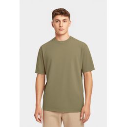 BOSS Orange Herren T-Shirt "Te Dye Relaxed Fit", gr&uuml;n, Gr. L, Single Jersey, Obermaterial: 100% Baumwolle, Shirts, 100% Cotton Jersey Mock Neck Logo