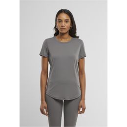 Urban Classics Damen T-Shirt "Urban Classics Ladies Sports Tee Ladies Sports Tee", grau, Gr. XS, unifarben, 88% Nylon, 12% Elasthan, Shirts