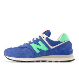 New Balance Damen Sneaker "574", Gr. 39,5blau agate, lime leaf, Leder, Textil, mehrfarbig, Schuhe, mit Gummilaufsohle