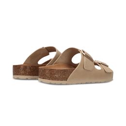 Salamander Damen Pantolette, Gr. 36beige, Leder, Schuhe, Sommerschuh, Hausschuh, Strandschuh mit Schnallenverschluss