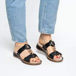 Ara Damen Pantolette "HAWAII", Gr. 42schwarz, Glattleder, unifarben, Schuhe, Schlupfschuh, Komfortschuh mit Klettverschl&uuml;sse, G-Weite