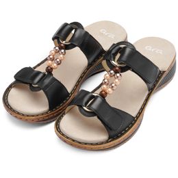 Ara Damen Pantolette "HAWAII", Gr. 36schwarz, Glattleder, unifarben, Schuhe, Schlupfschuh, Komfortschuh mit Klettverschl&uuml;sse, G-Weite