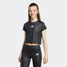 M&auml;dchen T-Shirt "ALL SPORTS ANIMALPRINT CROP", schwarz-wei&szlig;, Gr. 164, adidas Sportswear, Obermaterial: 88% Polyester, 12% Elasthan, Shirts,