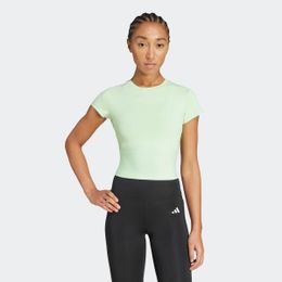 Damen T-Shirt "HYPERGLAM RIB BABY", gr&uuml;n, Gr. XL, adidas Performance, Obermaterial: 88% Polyester, 12% Elasthan, Shirts