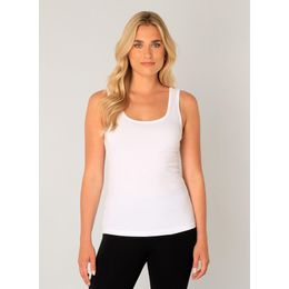 Base Level Damen Tr&auml;gertop "Yippie", wei&szlig;, Basic, Gr. 46, unifarben, Jersey, Obermaterial: 100% Viskose, Tops, mit breiten Tr&auml;gern