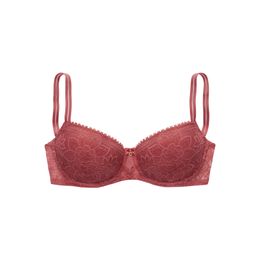 Lascana Damen Schalen-BH, Gr. 90, braun, Spitze, Obermaterial: 72% Polyamid, 20% Polyester, 8% Elasthan, BHs, mit B&uuml;gel aus blumiger Jacquardspitze,
