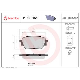 Brembo Bremsbelagsatz, Scheibenbremse P 50 151 hinten rechts links mit Zubeh&ouml;r f&uuml;r MERCEDES-BENZ 0004209905 0004204502 A0004204502